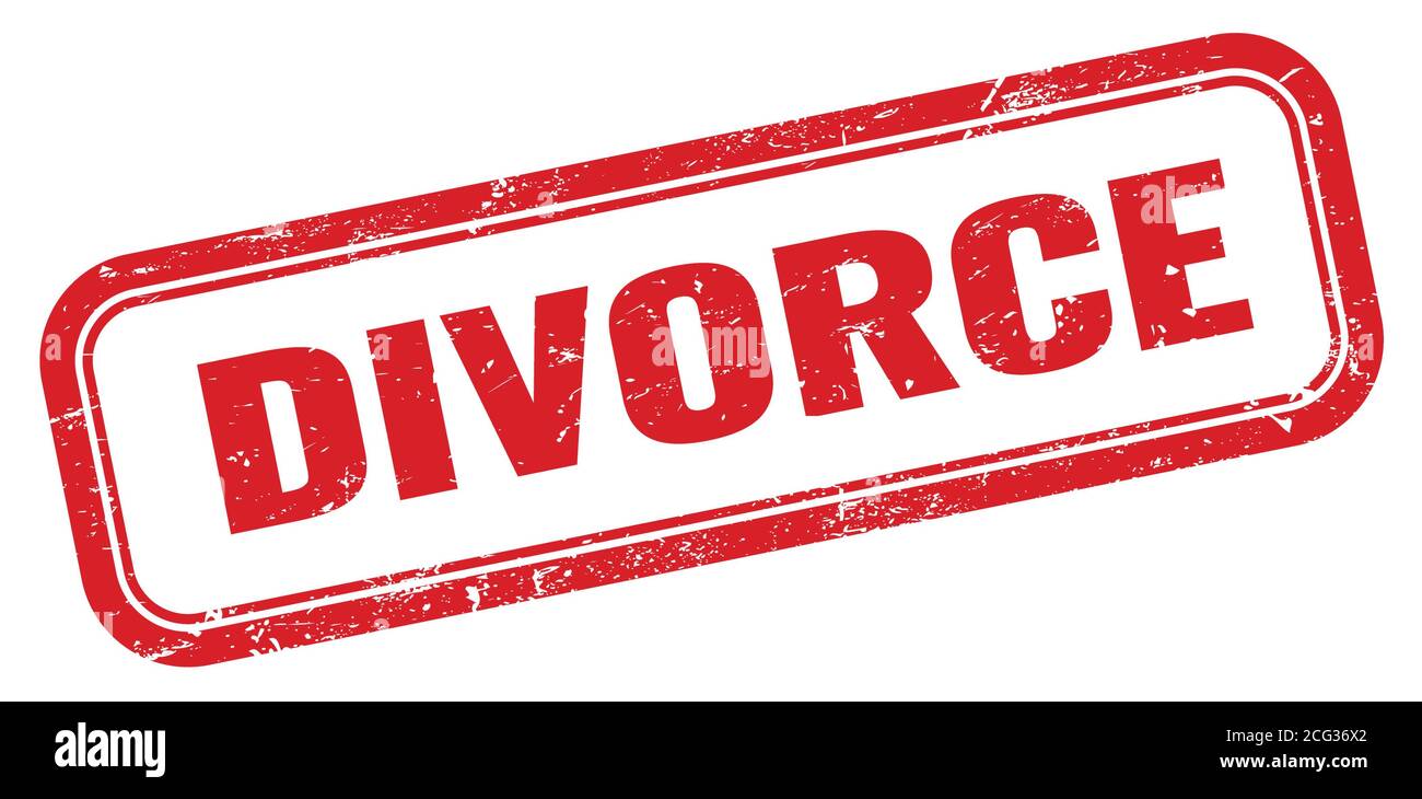 DIVORCE red grungy rectangle stamp sign Stock Photo - Alamy