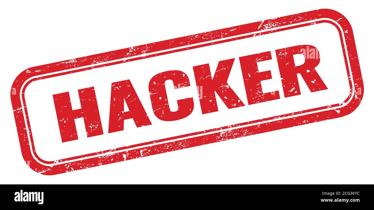 HACKER red grungy rectangle stamp sign Stock Photo - Alamy
