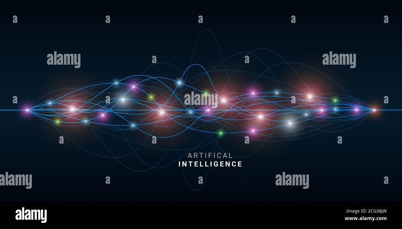 Artificial Intelligence. AI Neural Network Lines, Digital Wave With ...