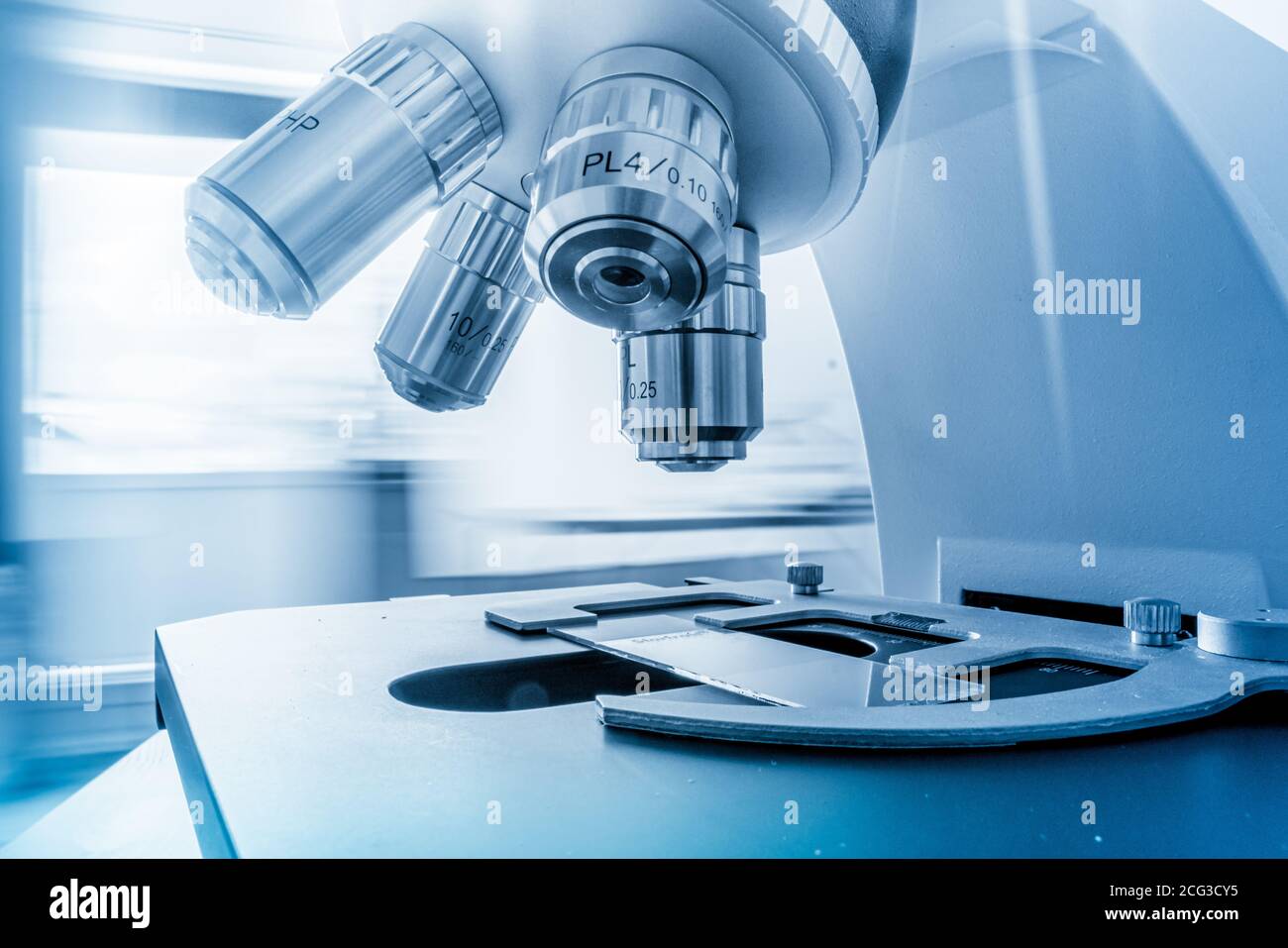 laboratory, microscope for chemistry biology test samples, examining ...