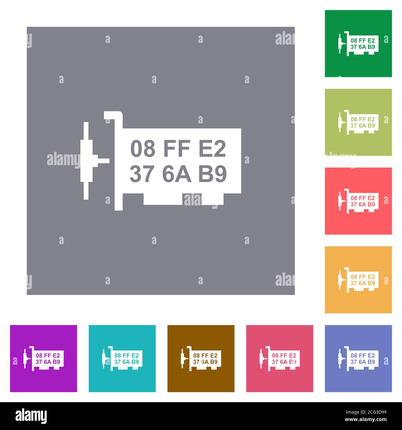 Network mac address flat icons on simple color square backgrounds Stock ...