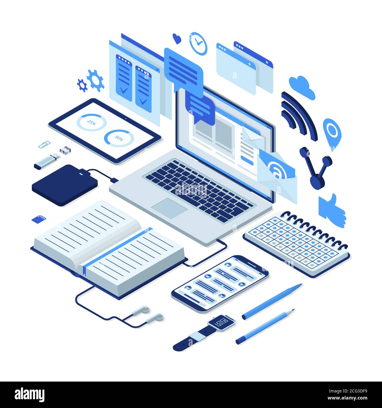 Workspace isometric landing page hi-res stock photography and images ...