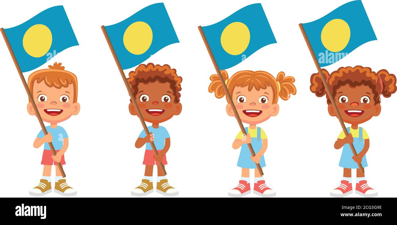 Flag waving children Cut Out Stock Images & Pictures - Alamy