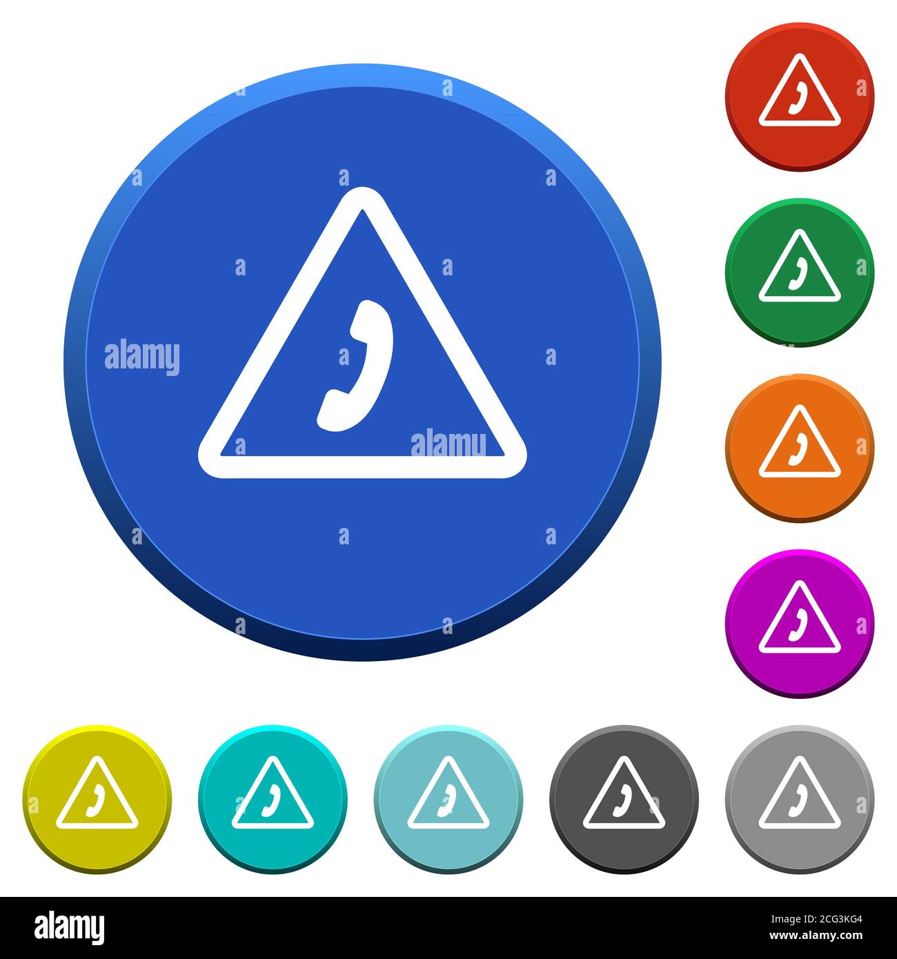 Emergency call round color beveled buttons with smooth surfaces and ...