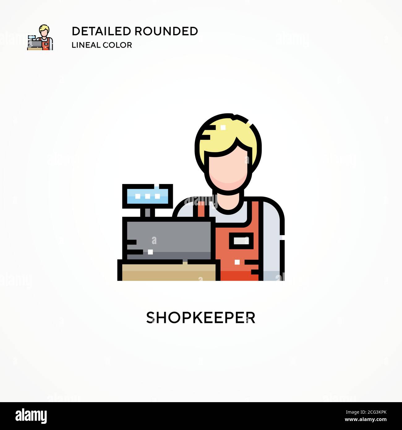 Smiling shopkeeper Stock Vector Images - Alamy