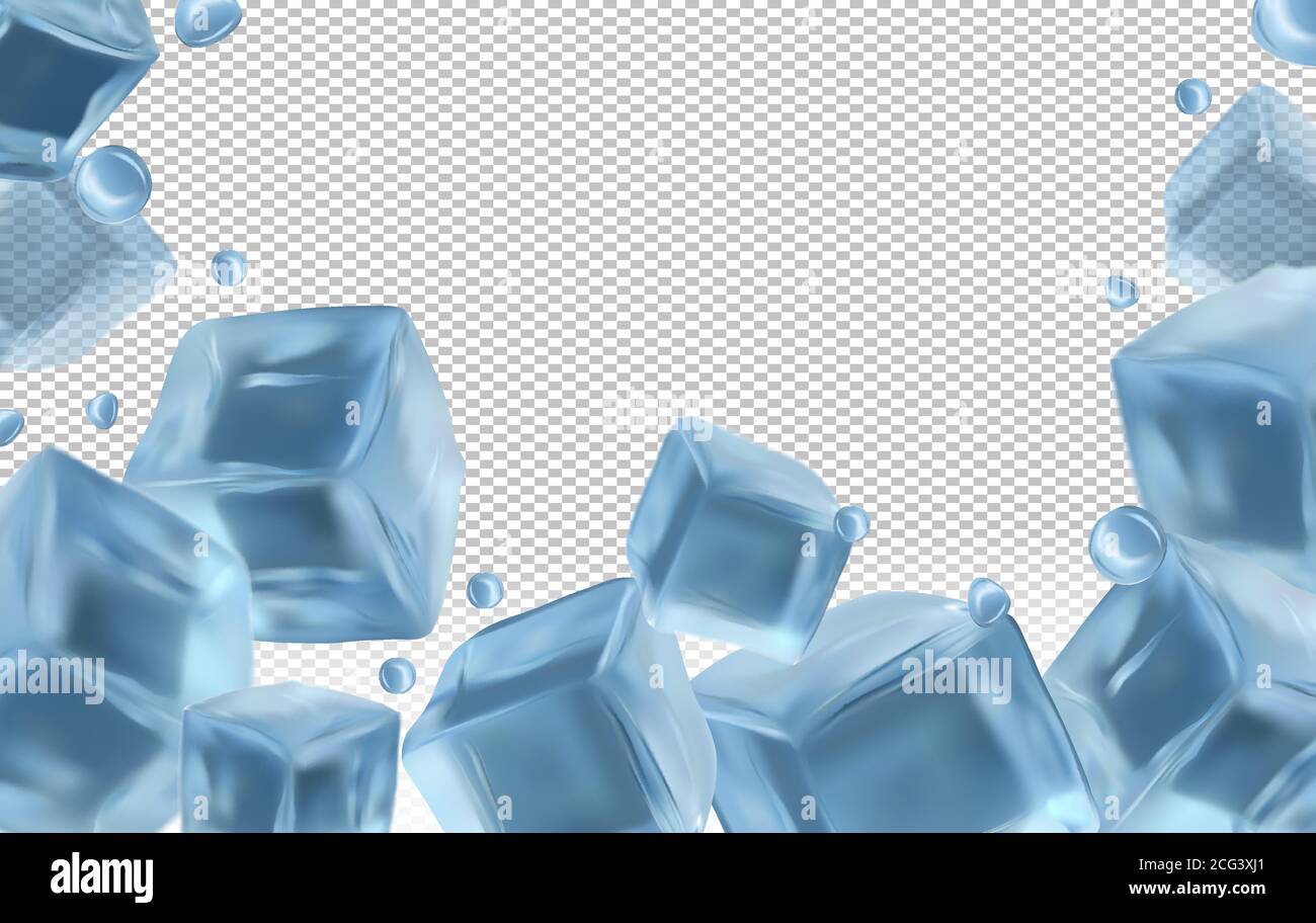 Frozen ice cubes on transparent background with copy space for your ...