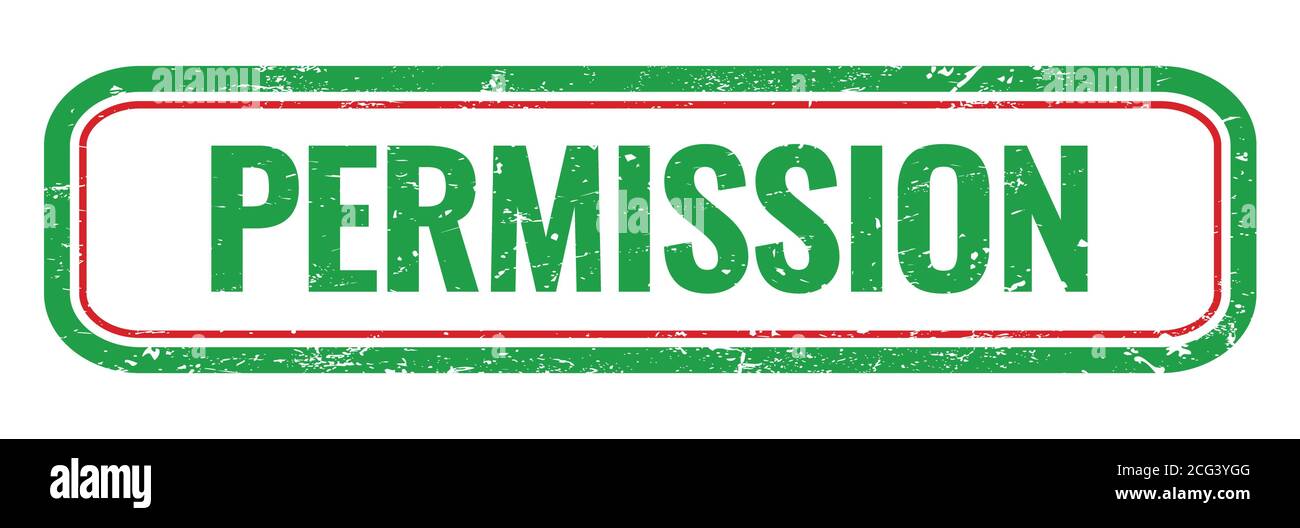 PERMISSION green grungy rectangle stamp sign Stock Photo - Alamy