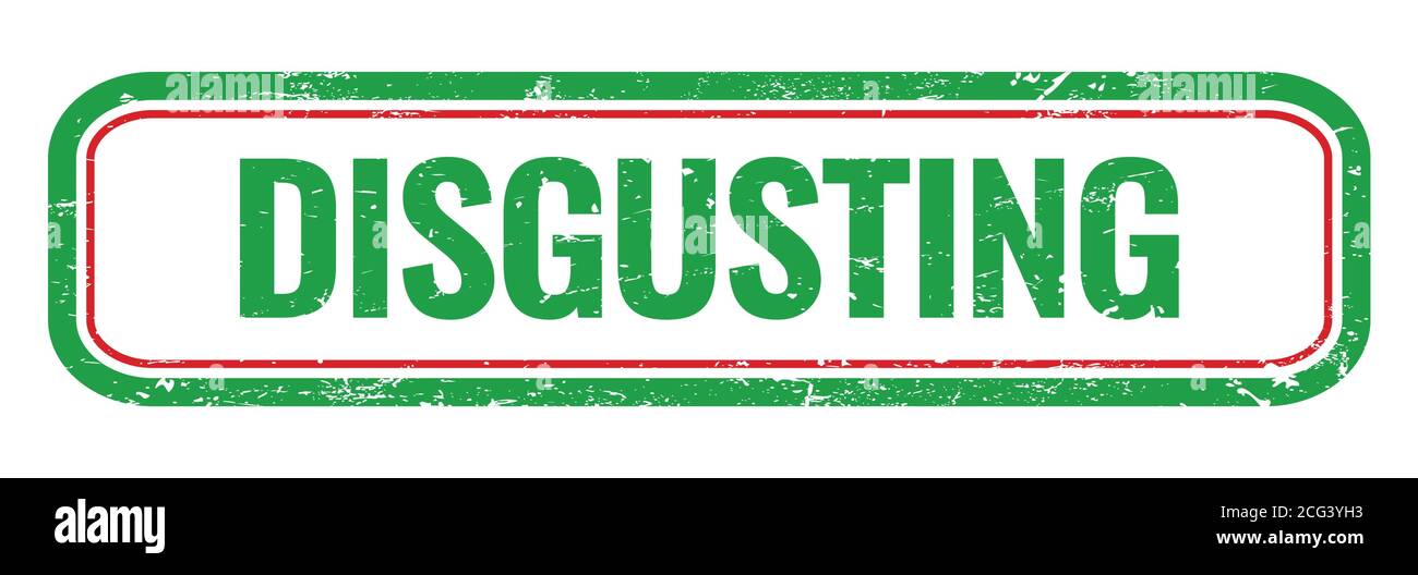 DISGUSTING green grungy rectangle stamp sign Stock Photo - Alamy