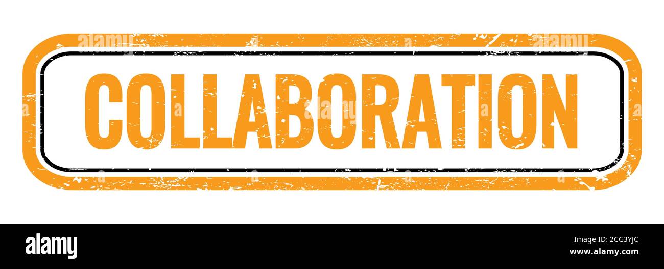 COLLABORATION orange grungy rectangle stamp sign Stock Photo - Alamy