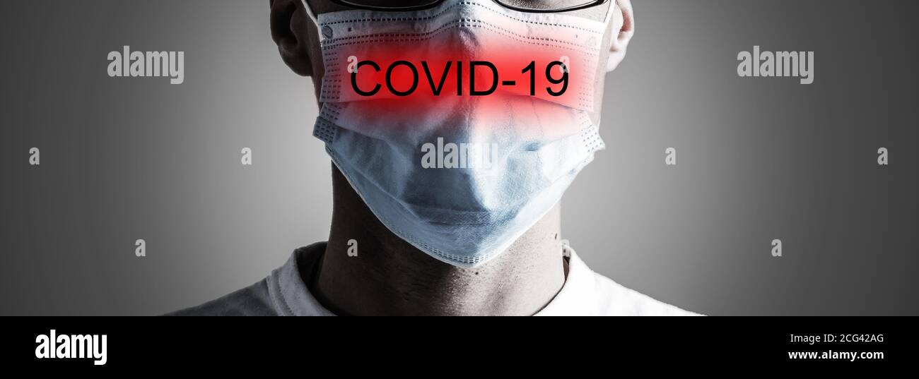 Doctor wearing protection face mask against coronavirus. Banner ...