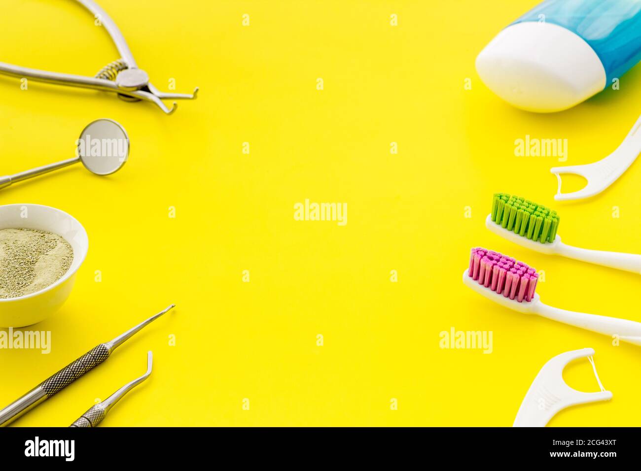 Close up frame of dental tools and equipment Stock Photo - Alamy