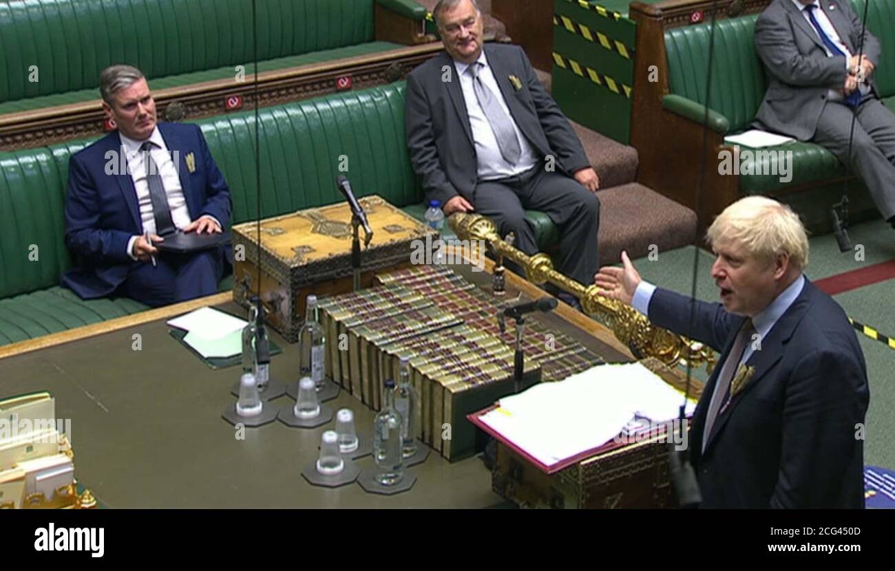 Prime Minister Boris Johnson speaks during Prime Minister's Questions ...
