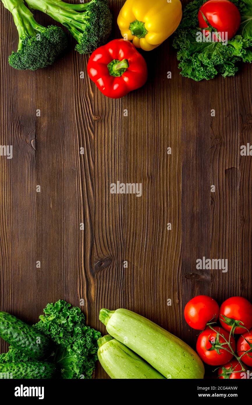 Frame of organic vegetables - farming and healthy food, top view Stock ...