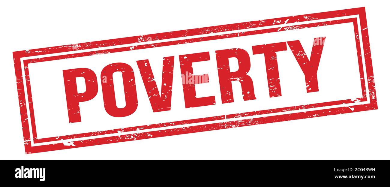 POVERTY red grungy rectangle stamp sign Stock Photo - Alamy