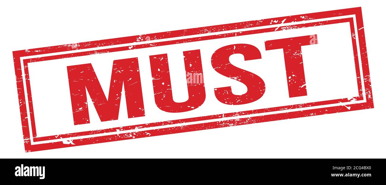 MUST red grungy rectangle stamp sign Stock Photo - Alamy