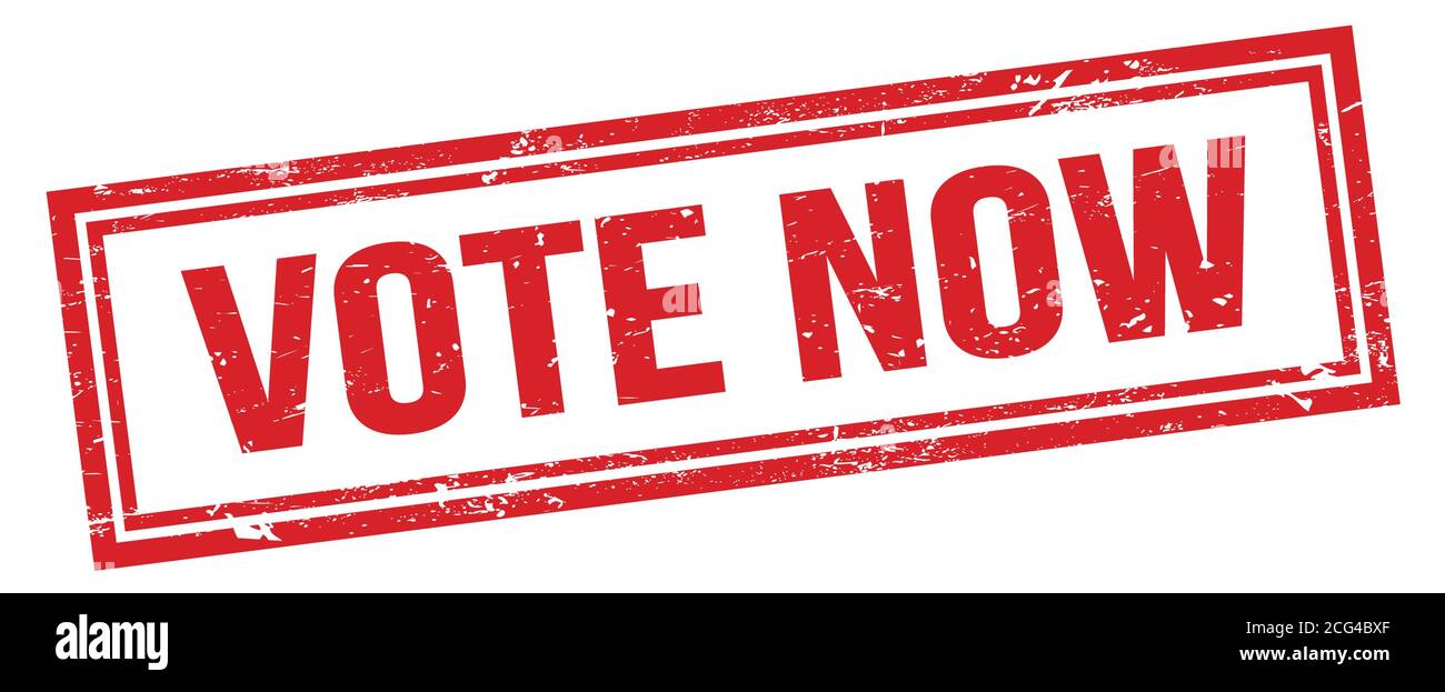 VOTE NOW red grungy rectangle stamp sign Stock Photo - Alamy