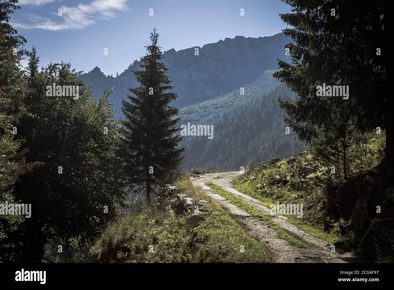 Hiking trail heading up a steep mountain ridge in Macugnaga, Italy ...