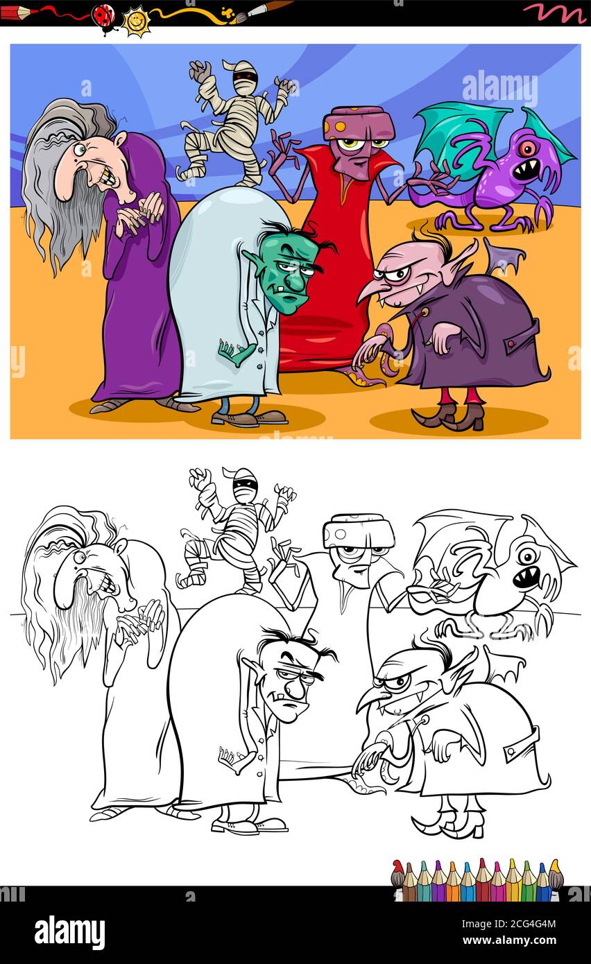 Cartoon Illustration of Funny Monsters Fantasy Characters Group ...