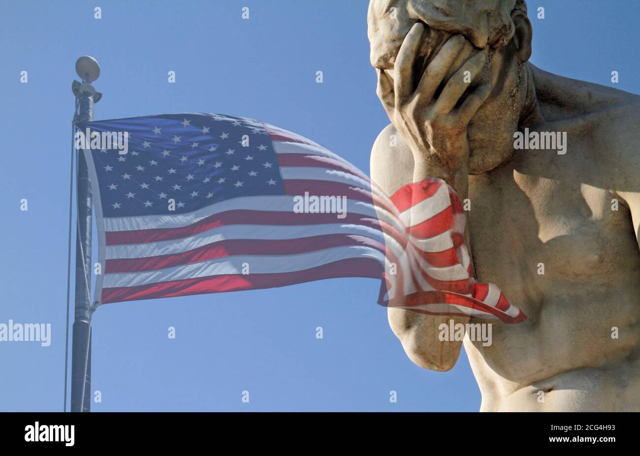 Facepalm - a statue holding its head in its hand with a semi ...