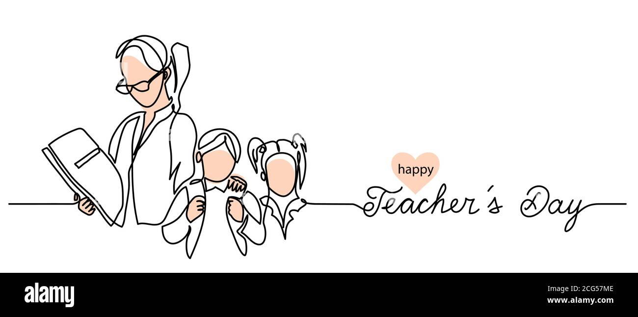 Teachers day background with children and woman illustration. Simple ...