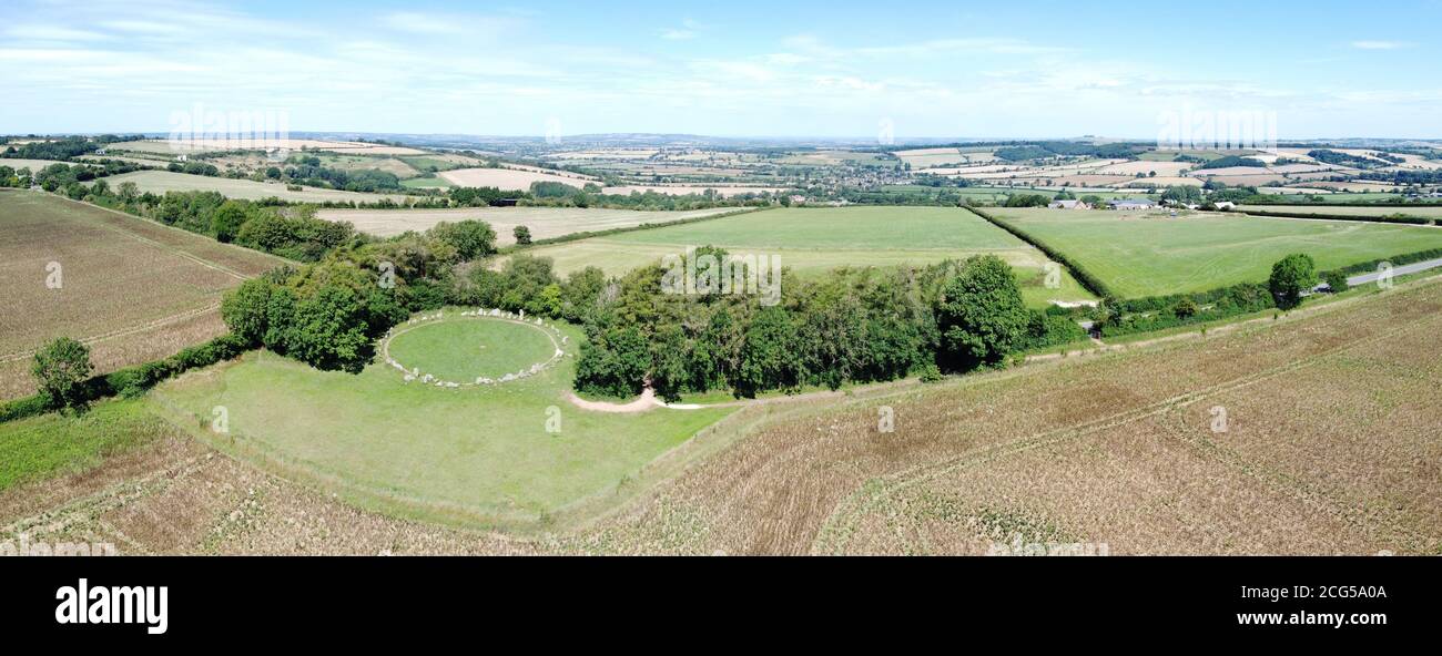 panoramic aerial view landscape image of the rollright stone in the ...