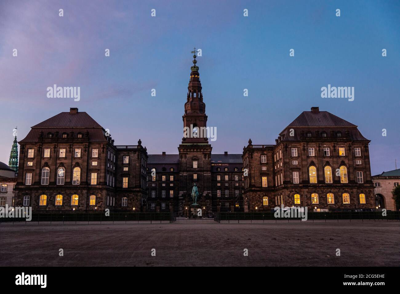 Facade of the Christiansborg Palace, government building on the islet ...