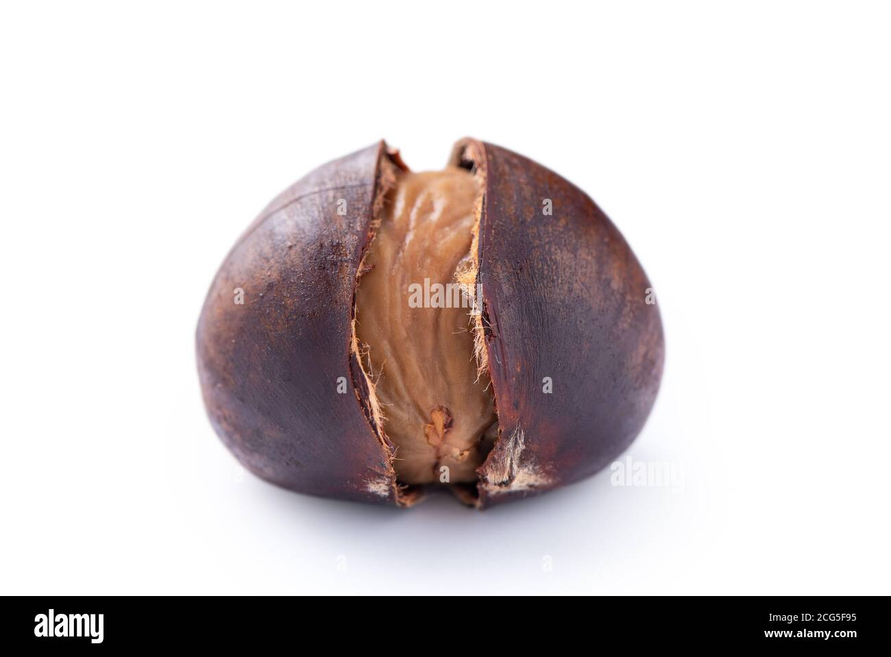 Delicious peeled roasted chestnuts isolated on white background Stock ...