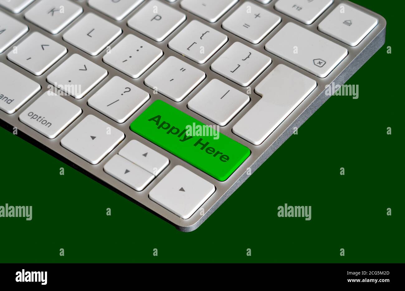 Computer keyboard shortcut keys in green to continue color indicating ...