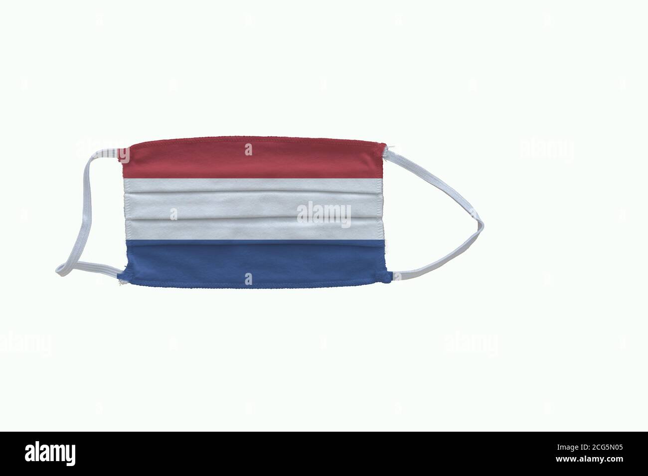 Dutch flag design Covid-19 pandemic virus face mask on a white ...