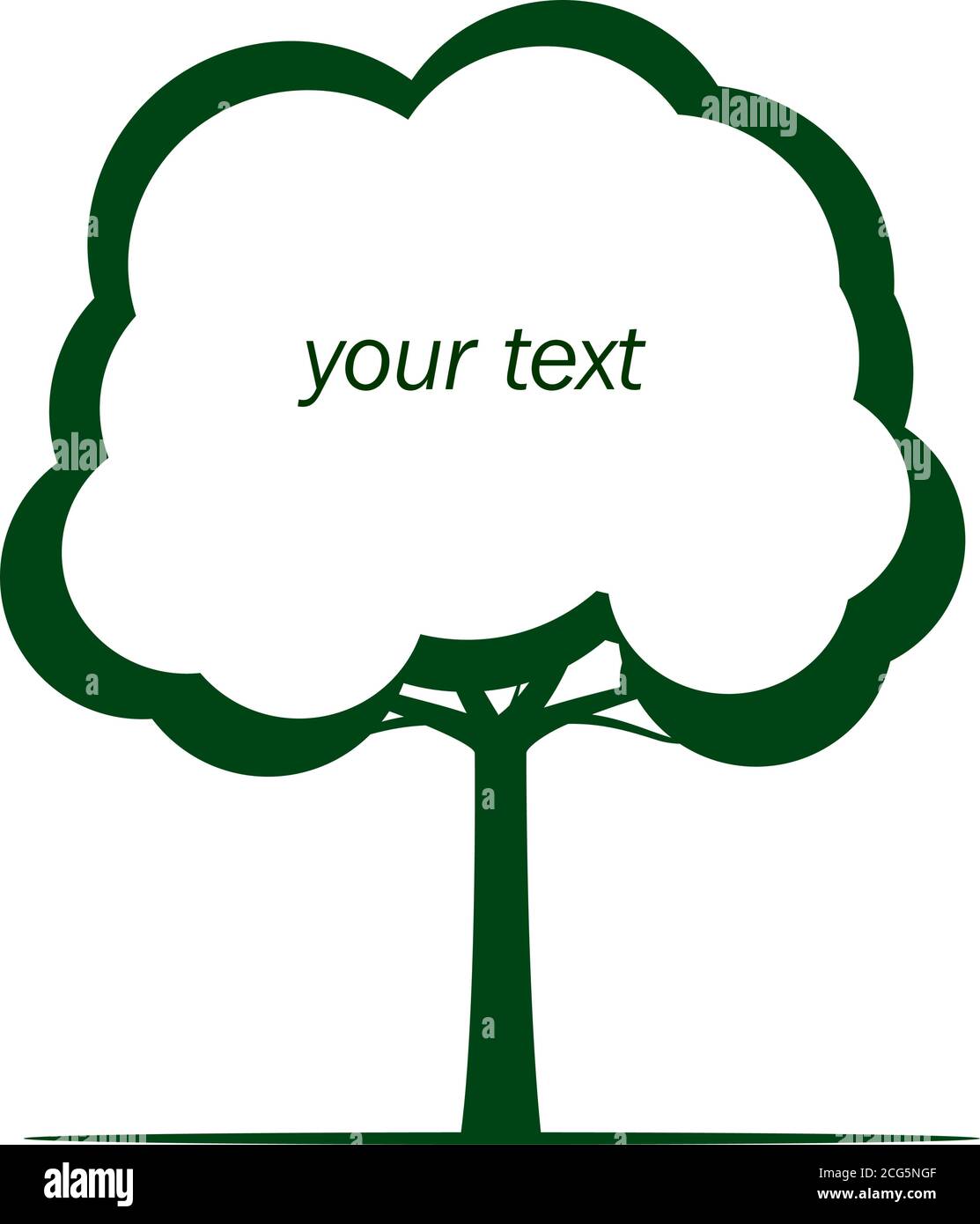 Tree silhouette and text space. Vector outline Illustration. Card and ...