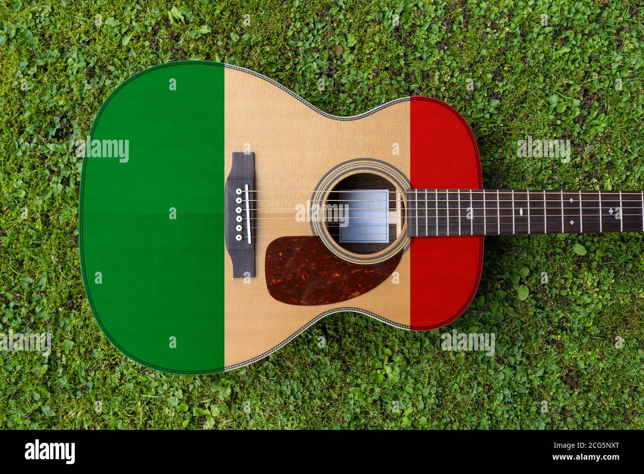 Italian flag motif painted on wooden steel string acoustic guitar Stock ...