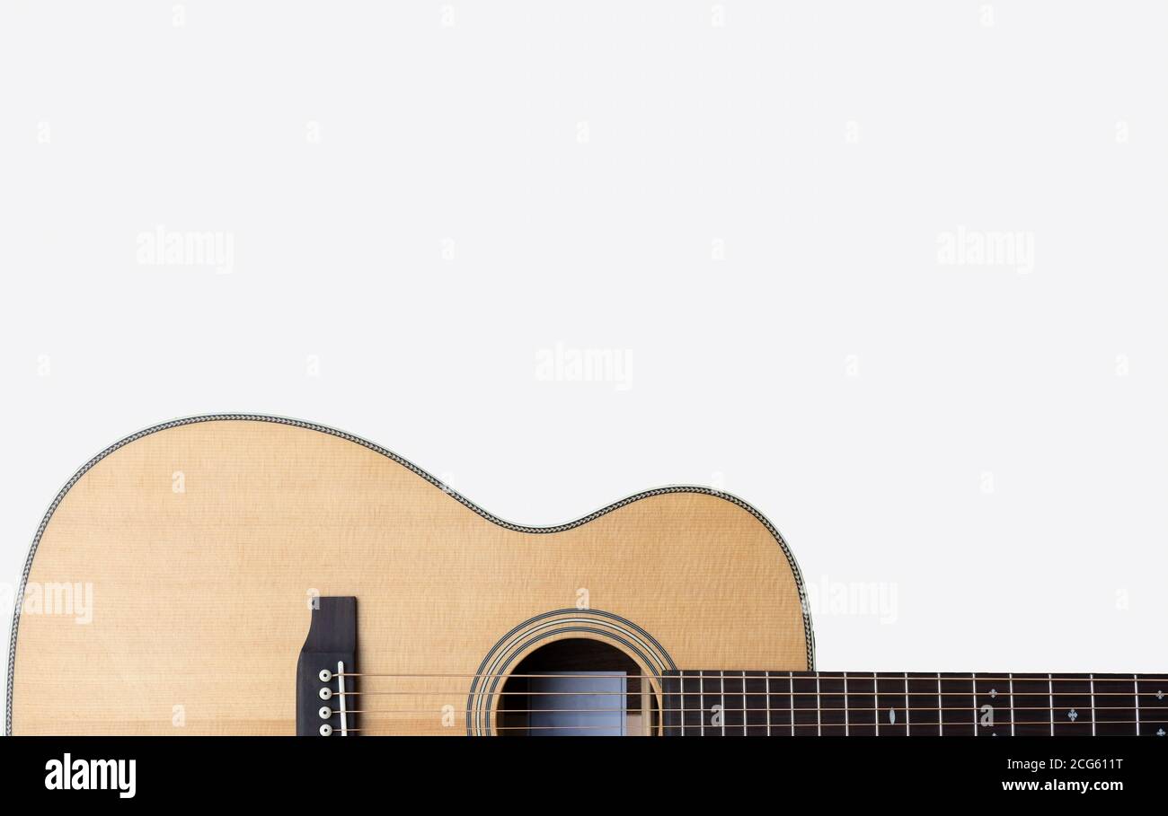 classic steel string acoustic guitar on a white background with white ...