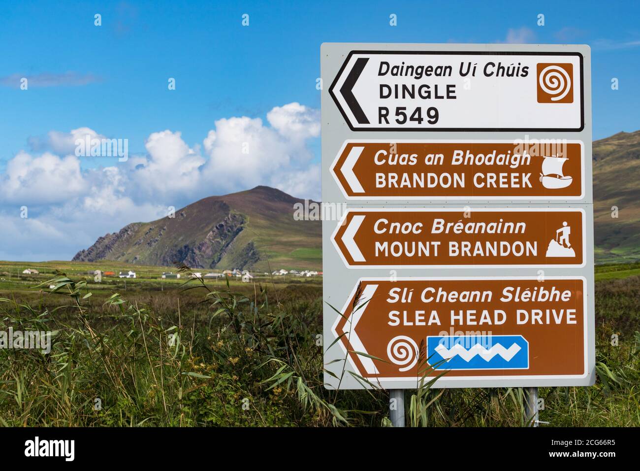road signs to places of interest on the dingle peninsula, County Kerry ...