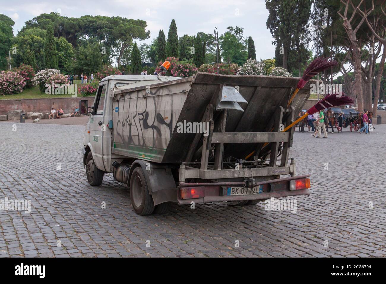 Rome, Italy - June 27, 2010: One of the ramshackle, dirty and defaced ...