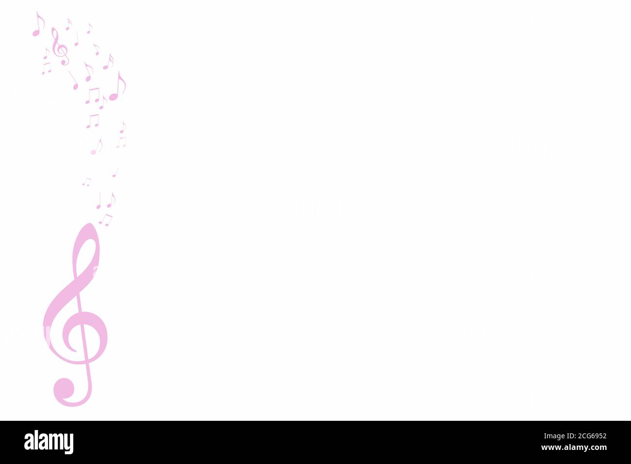 treble clef and music notes in pink on a white background Stock Photo ...