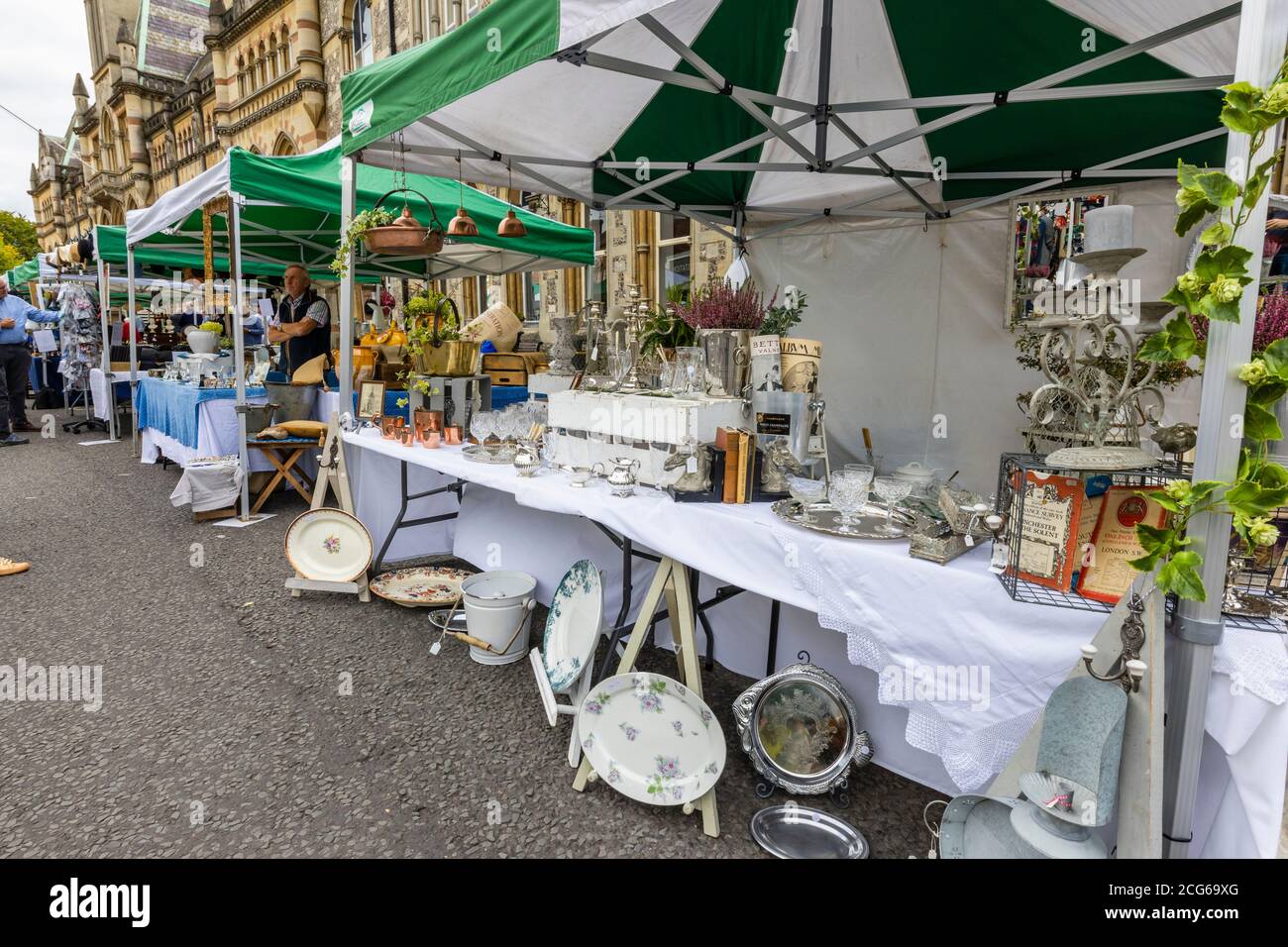 Stalls in a Sunday street market in lower High Street and the Broadway ...