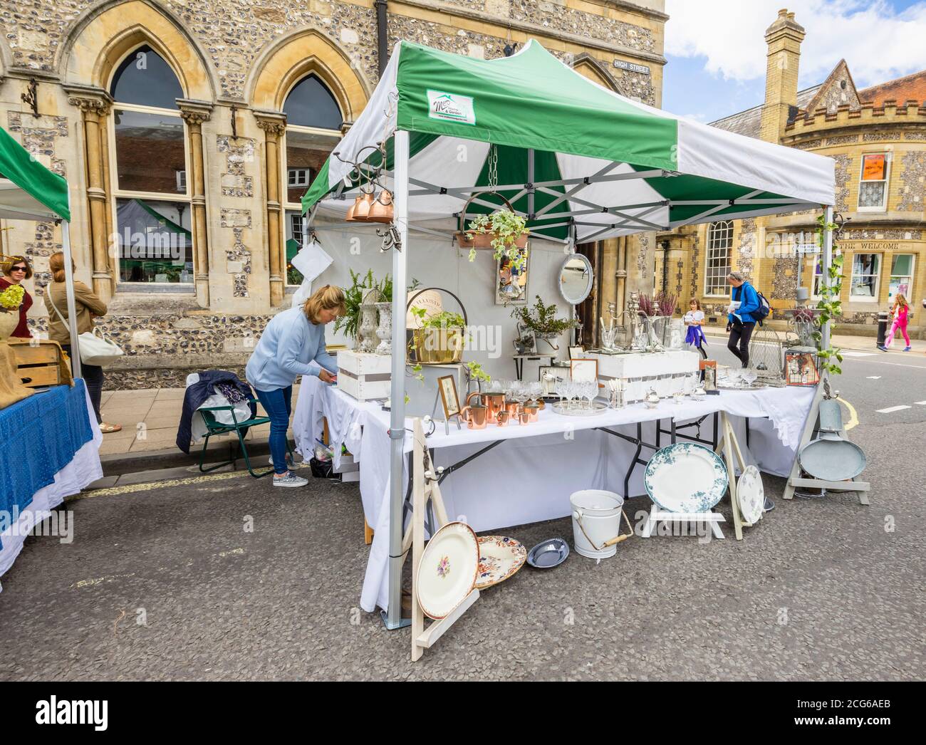 Stalls in a Sunday street market in lower High Street and the Broadway ...