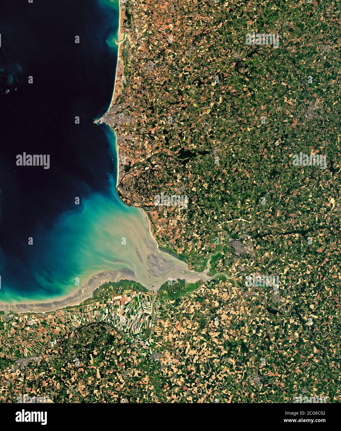 Aerial view of Avranches and Mont St Michel, Normandy, France Stock ...
