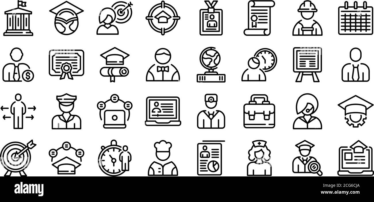 Job students icons set, outline style Stock Vector Image & Art - Alamy