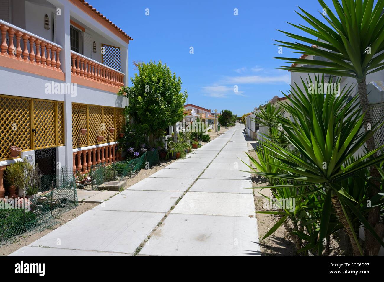 Culatra Island pedestrian streets, Olhao, Algarve, Portugal Stock Photo ...