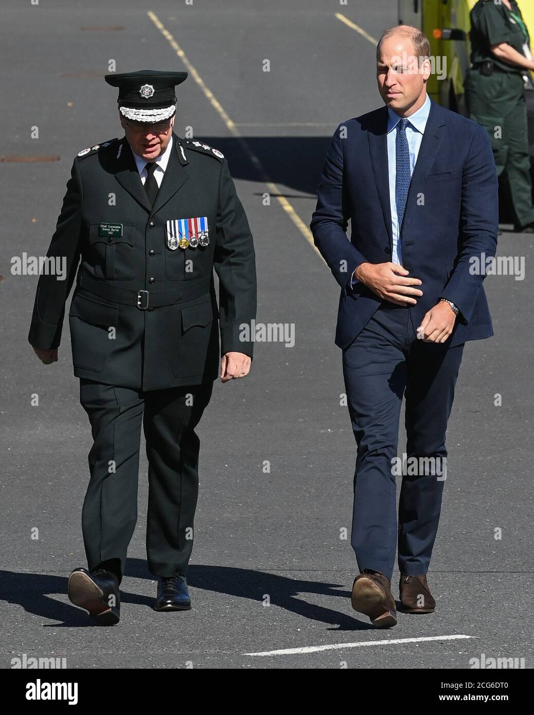 The Duke of Cambridge walks with Chief Constable Simon Byrne of the ...