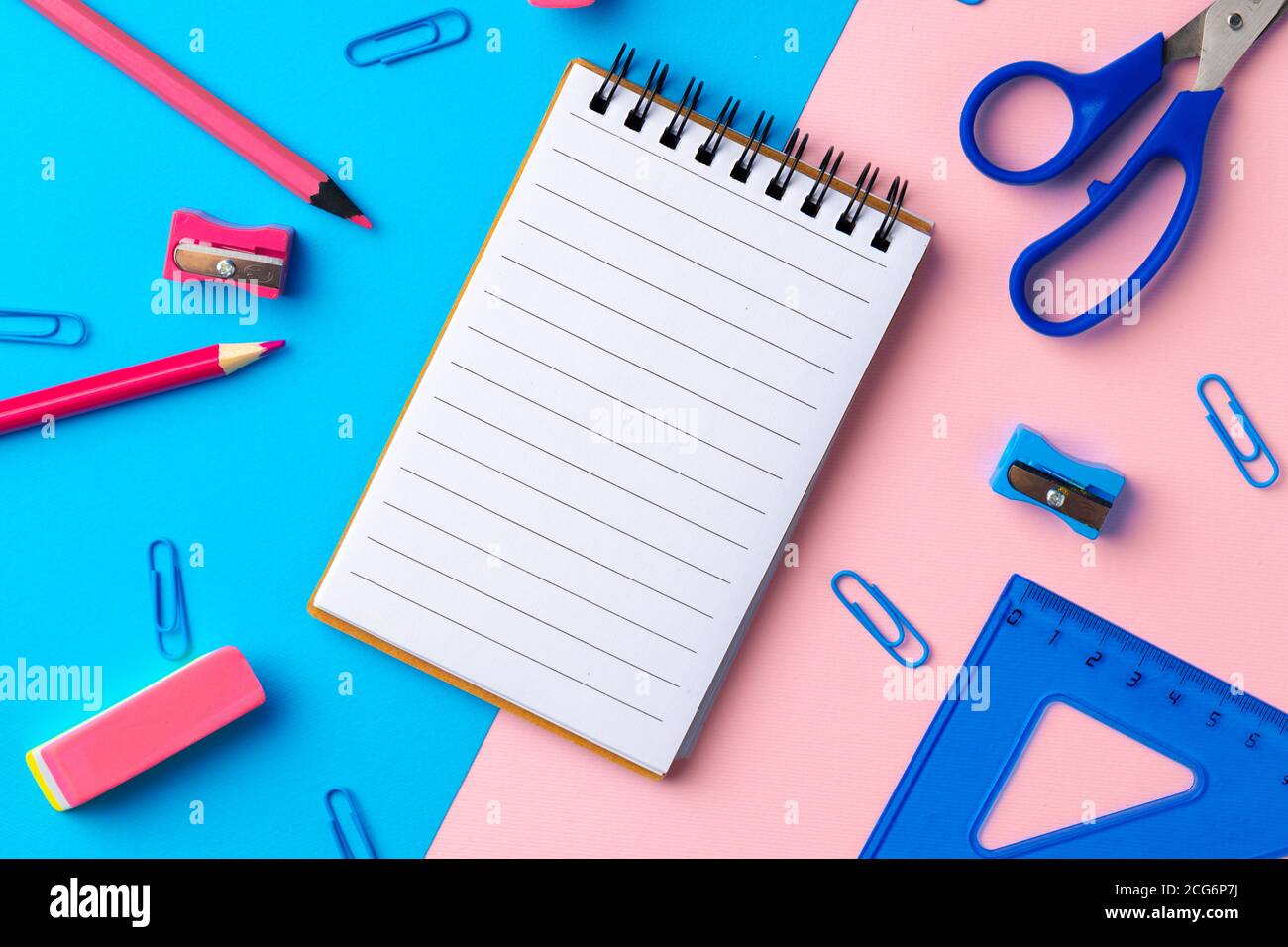 Back to school. Scattered stationery on paper background Stock Photo ...