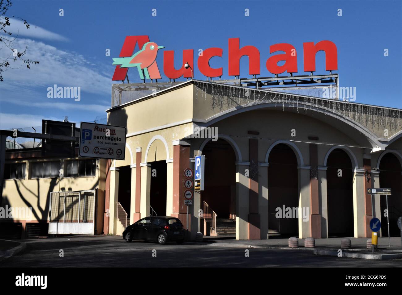 THE SIGN OF THE AUCHAN FOOD MEGA STORE Stock Photo - Alamy