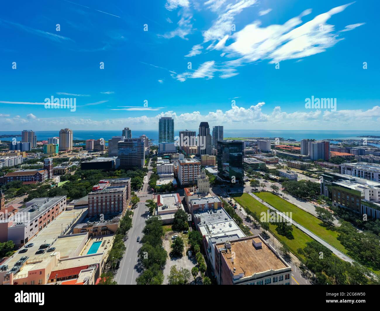 Aerial photo Downtown St Petersburg Florida view of Tampa Bay Stock ...