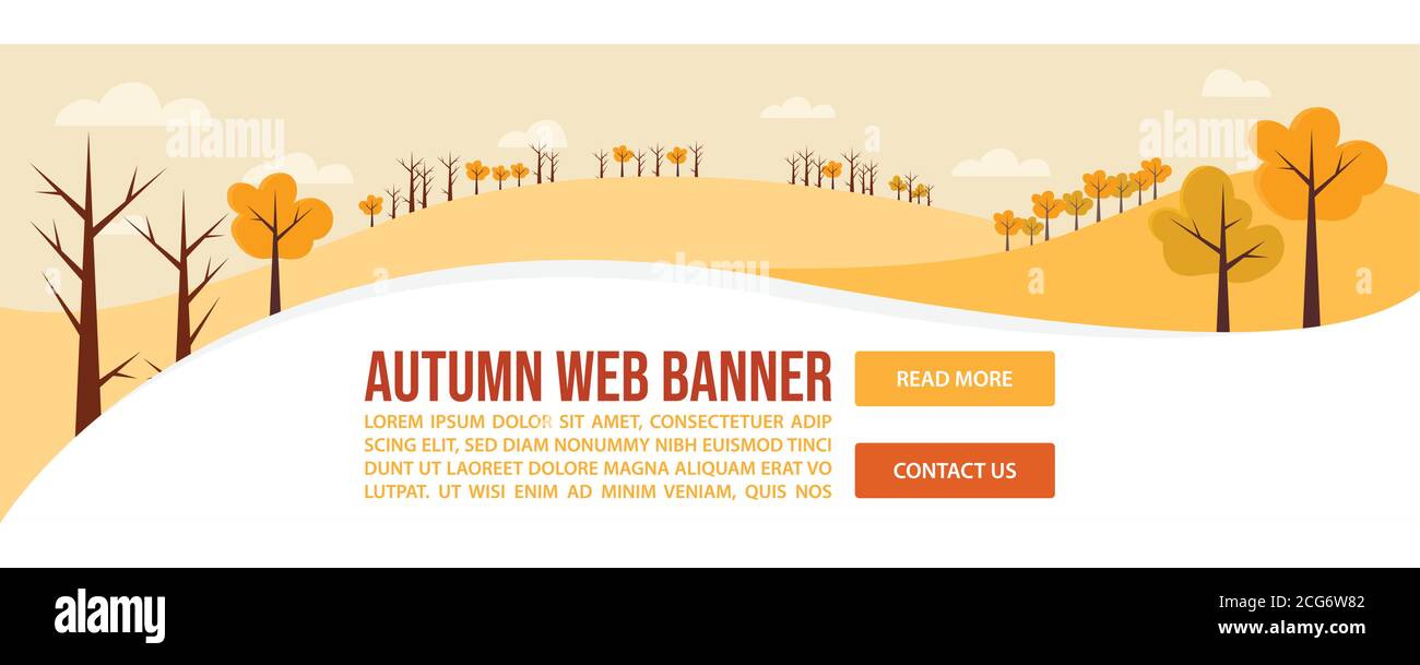 Autumn or Fall web banner template design. Flat design style autumn web ...