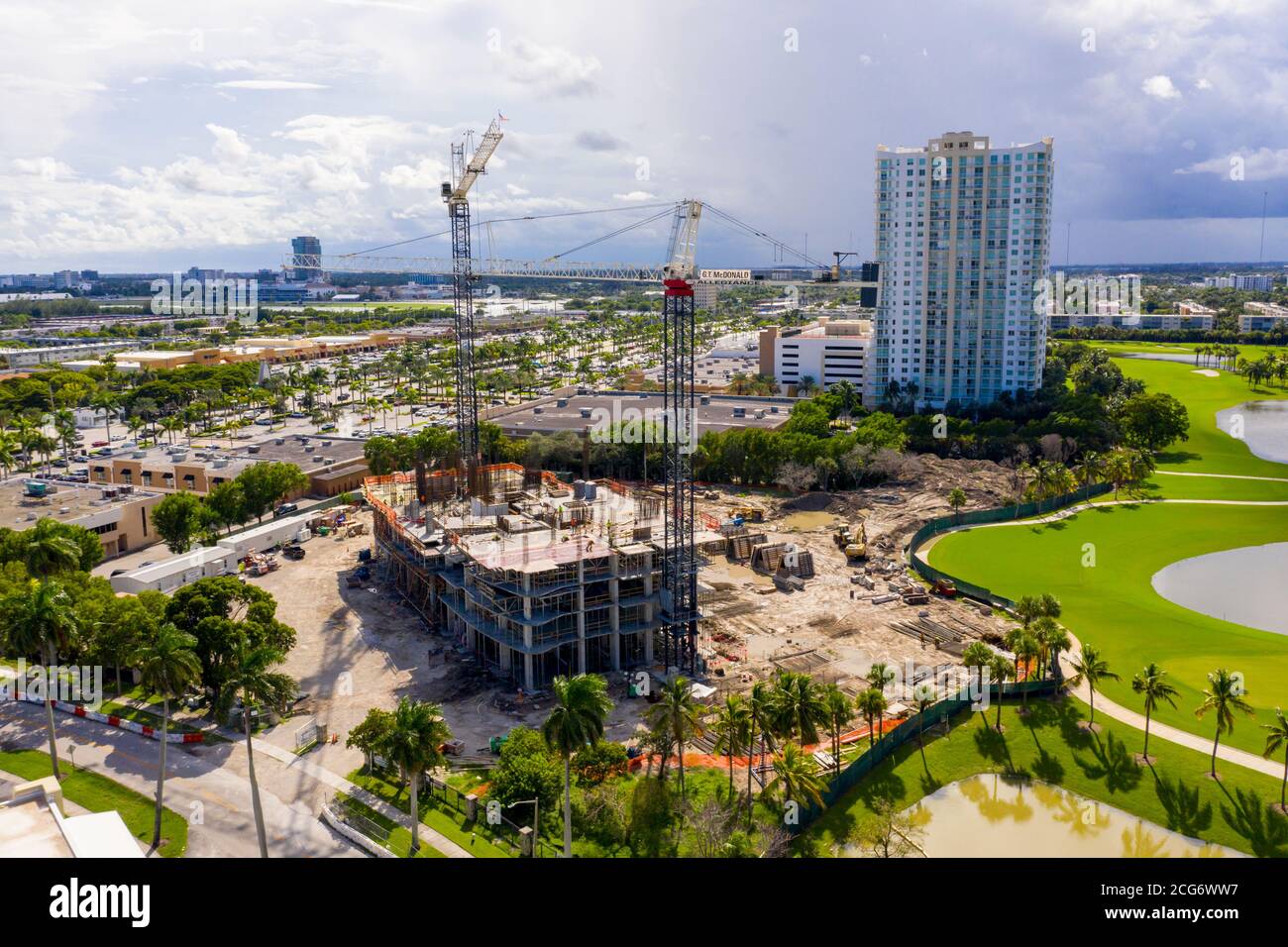 Aerial photo SLS Resort during construction stages Hallandale Beach FL ...