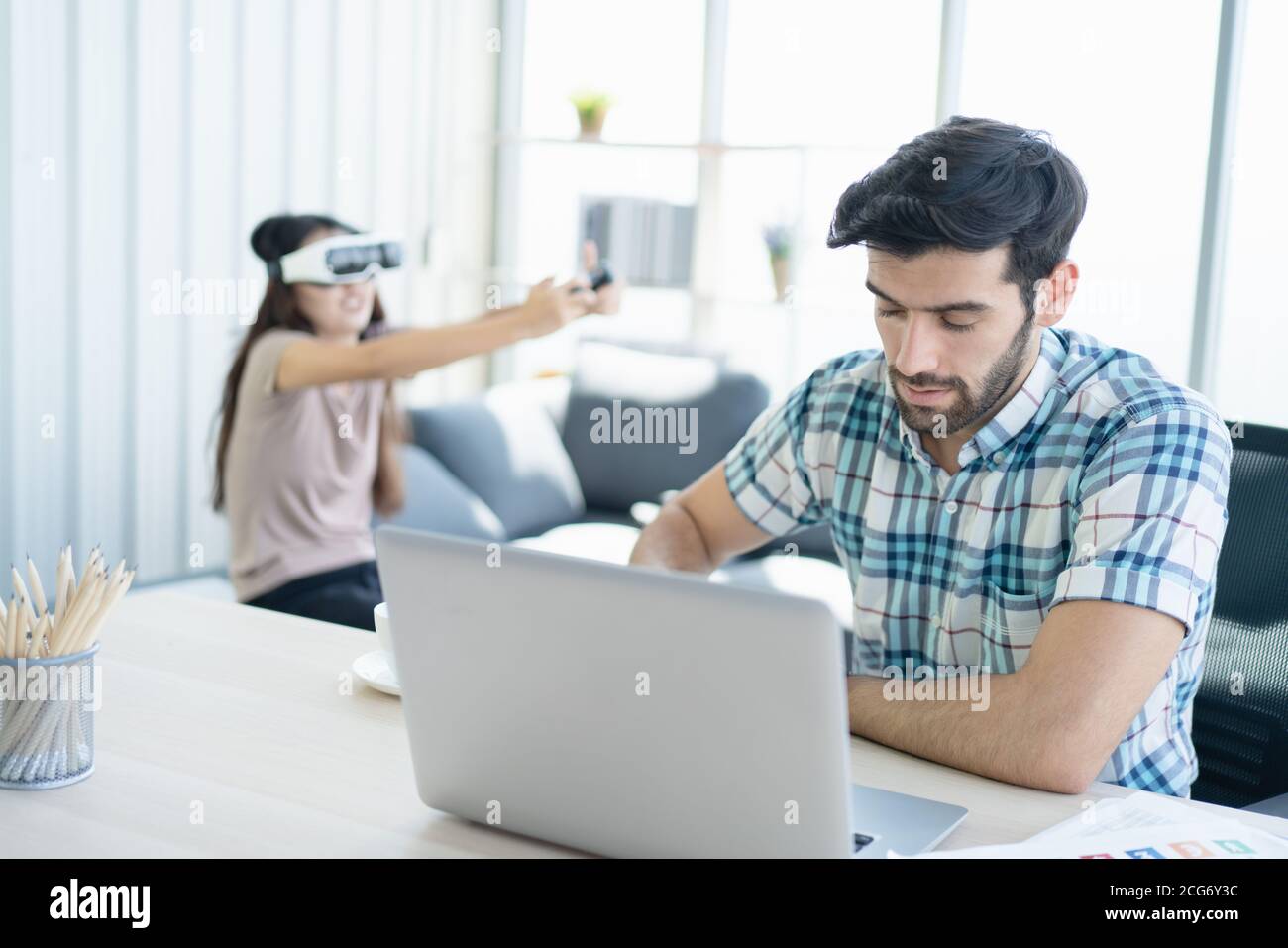 Computer console from behind hi-res stock photography and images - Alamy