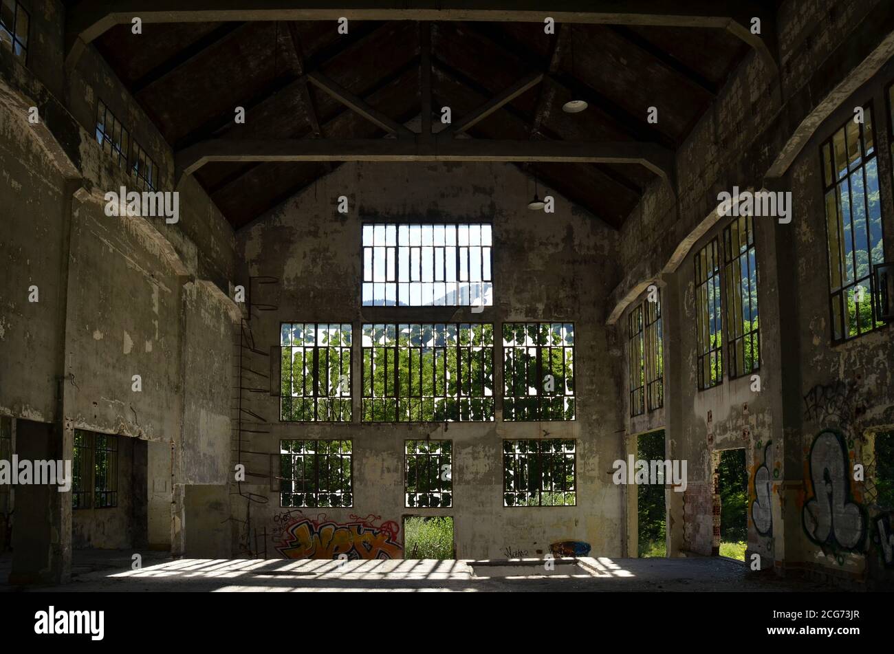 The abandonned railway station of Urdos in the Pyrénées mountain. This ...