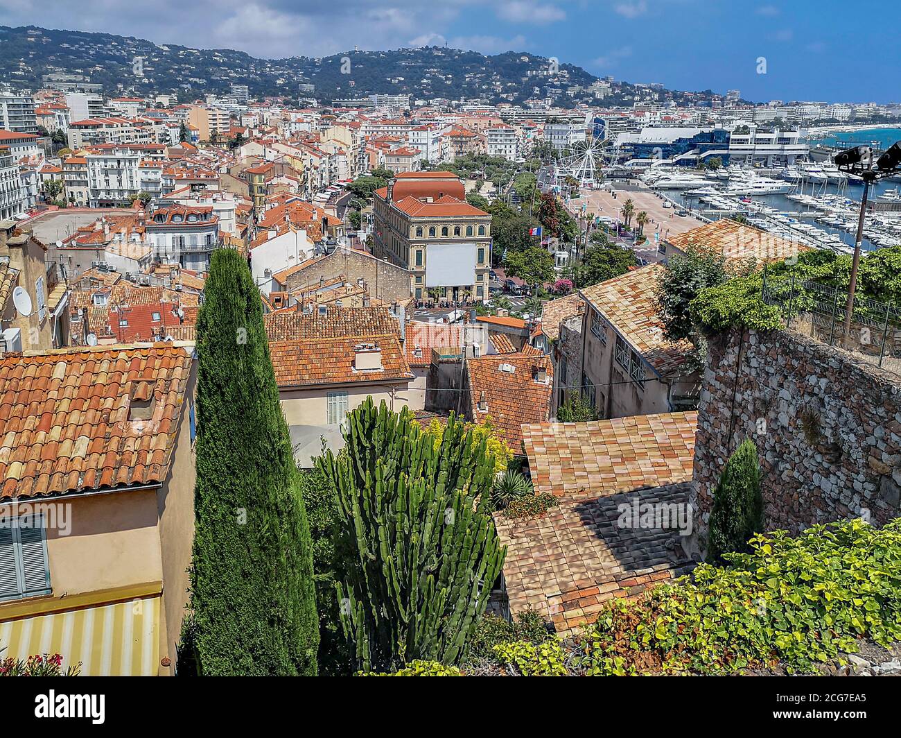 Panoramic top view over Nice city with atmospheric traditional houses ...