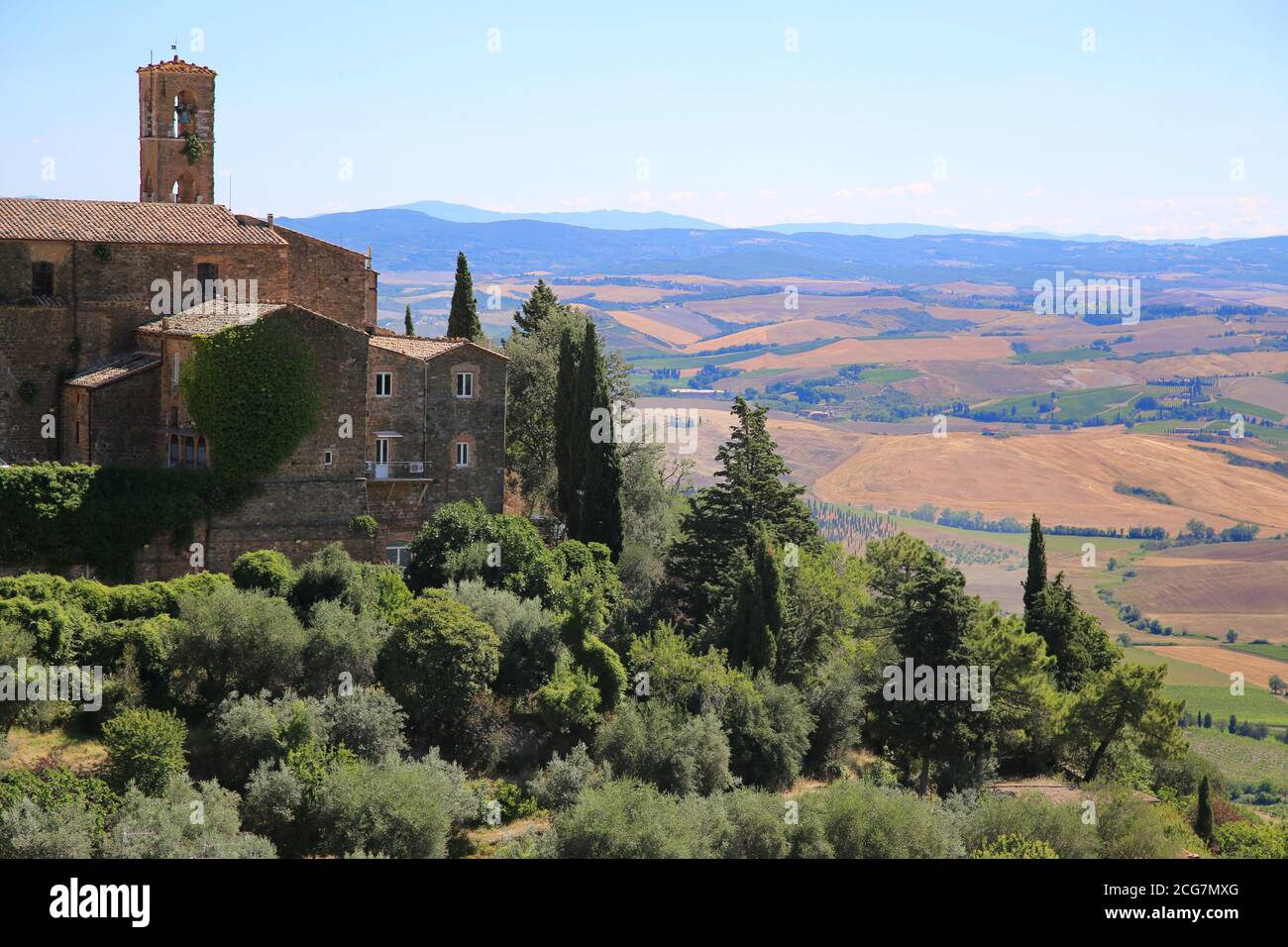 The small medieval village of Montalcino in Tuscany, Italy Stock Photo ...